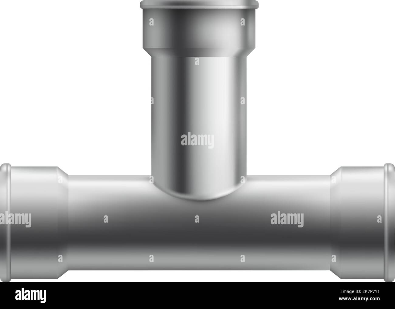 Tee pipe mockup. Metal plumbing realistic tube isolated on white ...