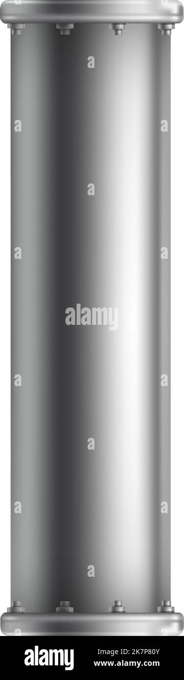 Metal tube mockup. Realistic round plumbing pipe isolated on white ...