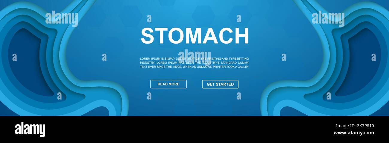 Stomach paper cut symbol for promotion banner. Horizontal paper cut ...