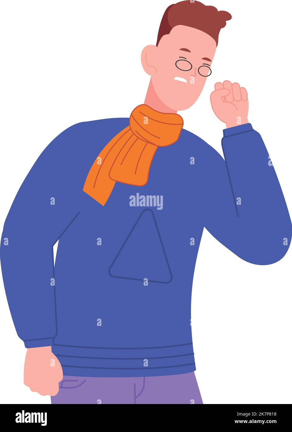 Unhealthy man coughing. Pneumonia illness or cold symptom isolated on ...