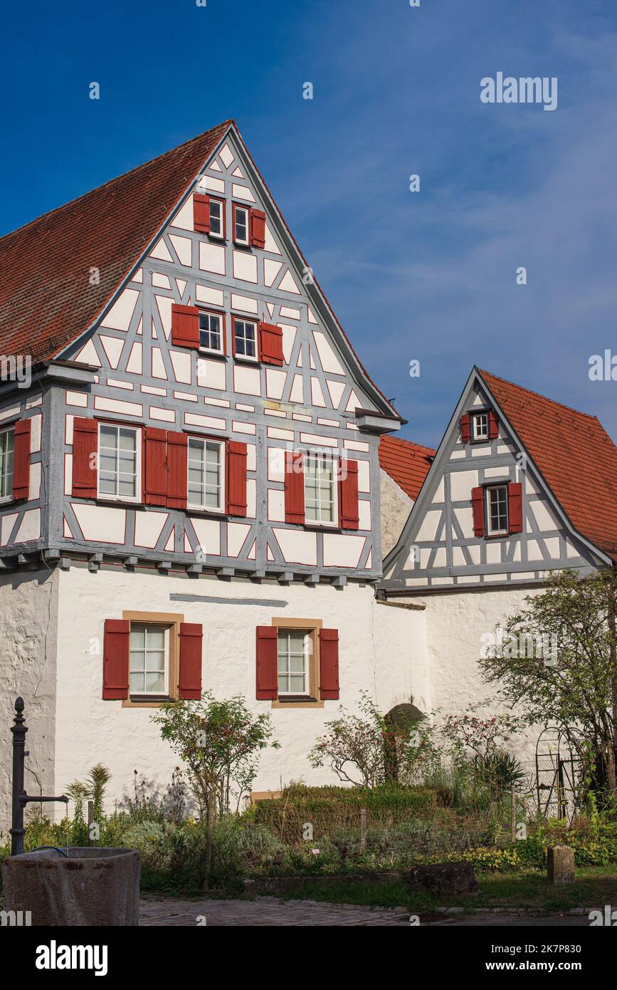 Traditional small house with beautiful outdoor decor facade in Germany ...