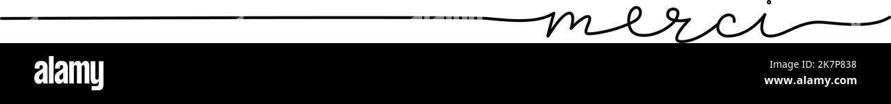 Merci word - continuous one line with word. Minimalistic drawing of ...