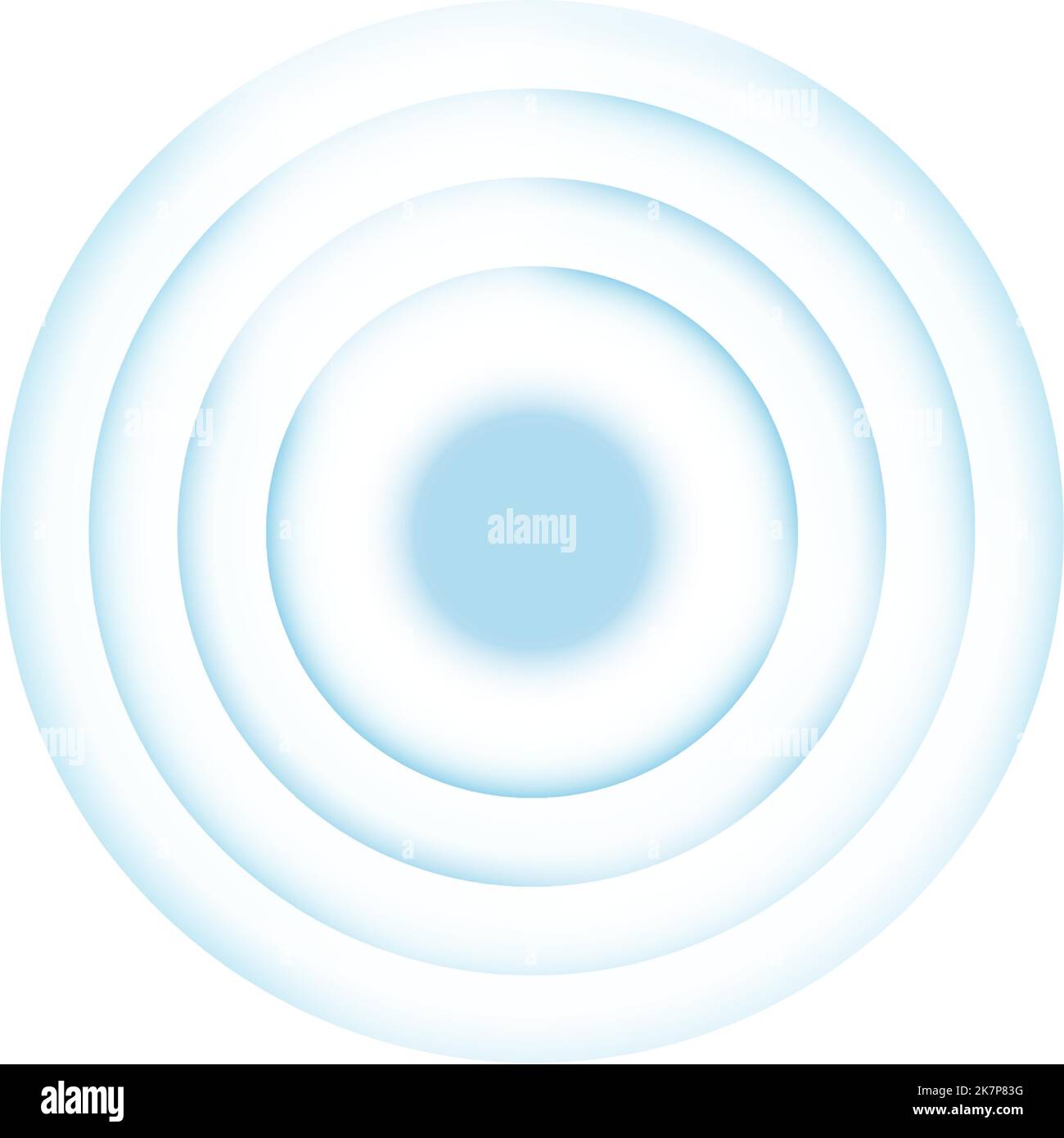 Blue concentric circles. Sonar waves. Signal source isolated on white ...
