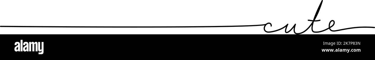 Cute word - continuous one line with word. Minimalistic drawing of ...