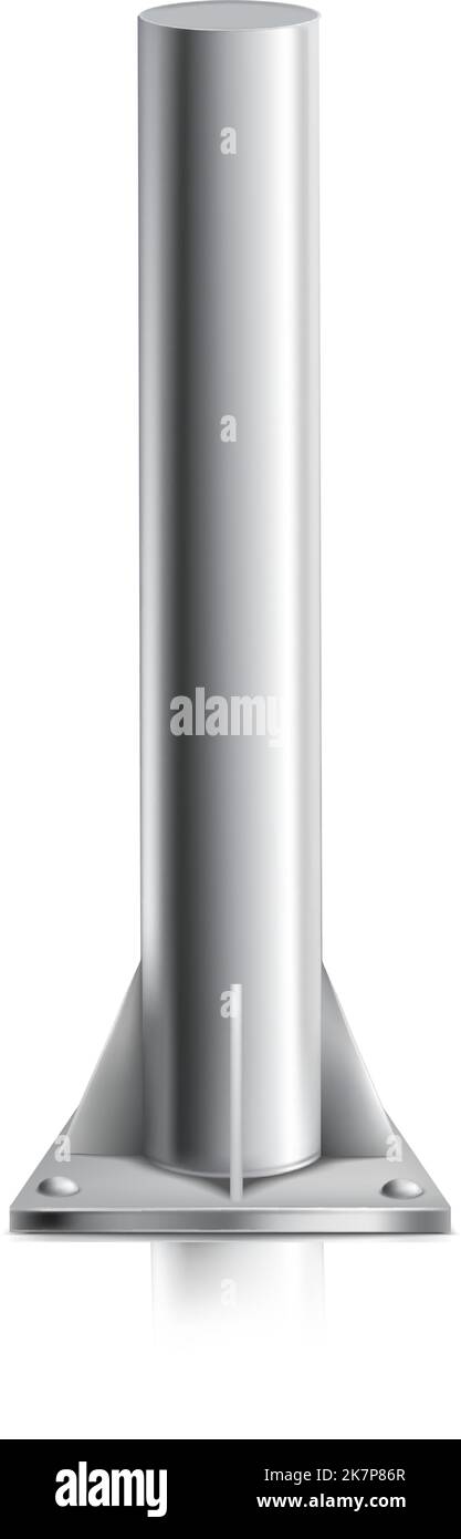 Pillar base mockup. Realistic metal pole structure isolated on white ...