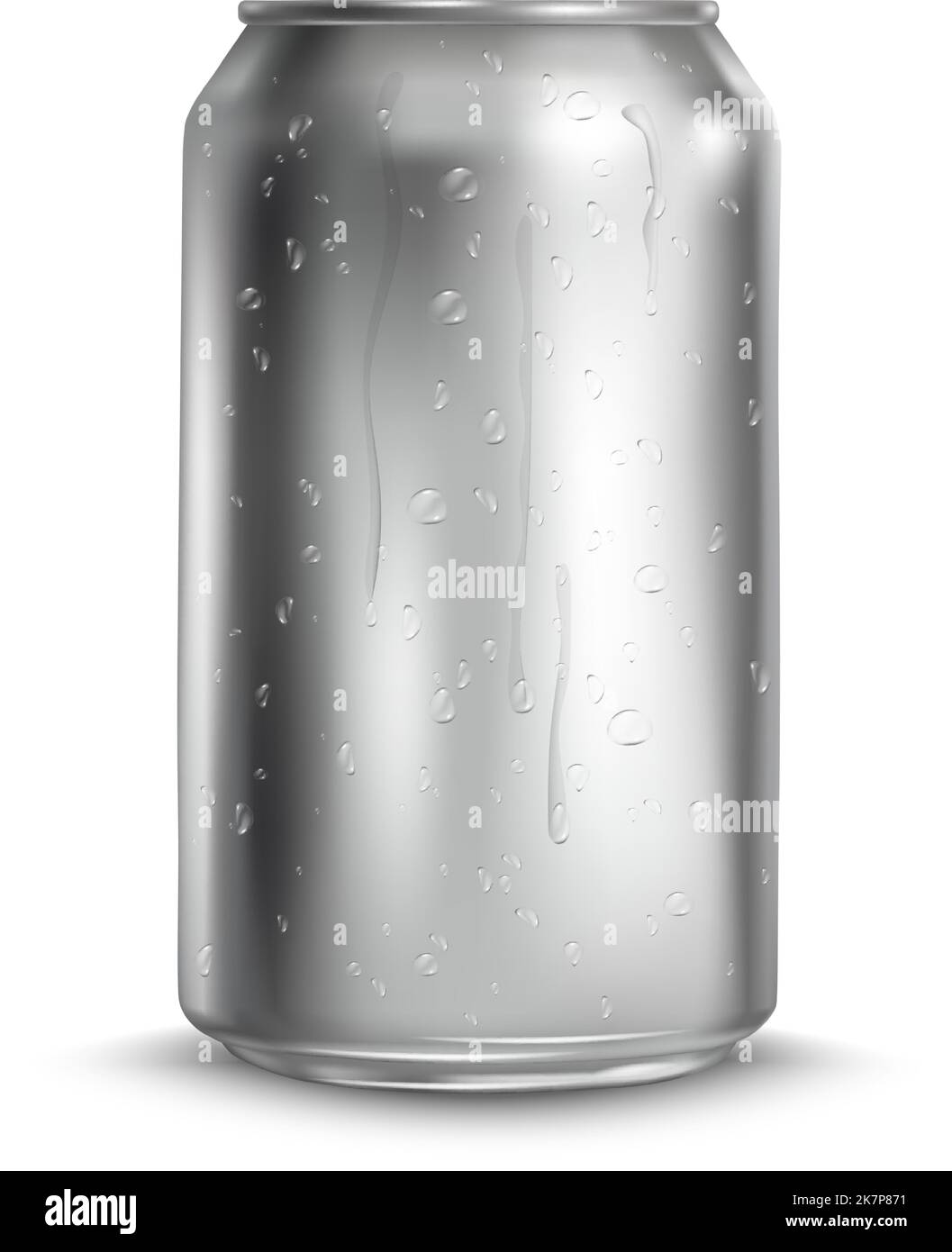 Tin can with realistic water droplets. Cold drink mockup isolated on ...