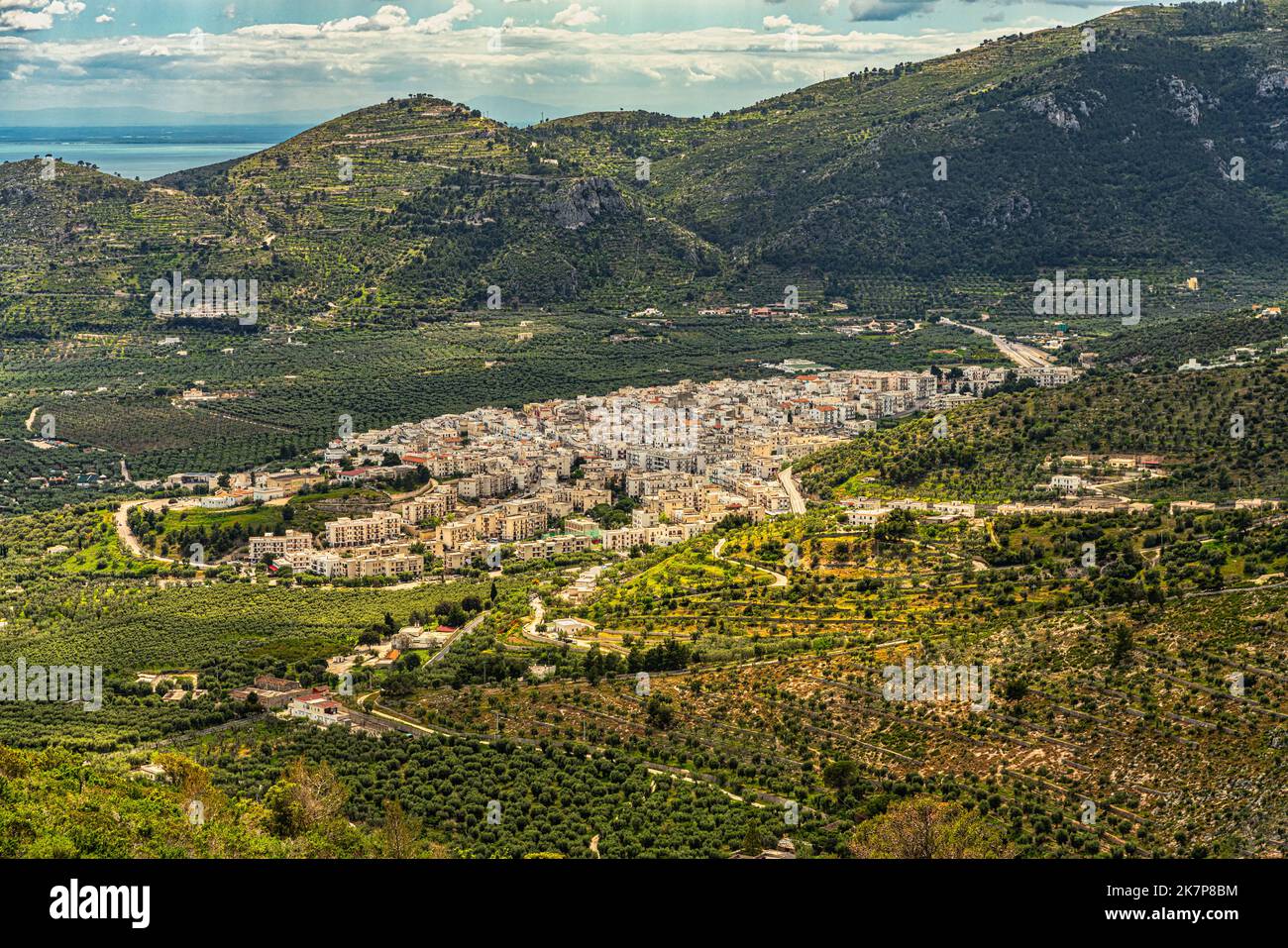 Panorama of the Gargano promontory, and of the city of Mattinata. The ...