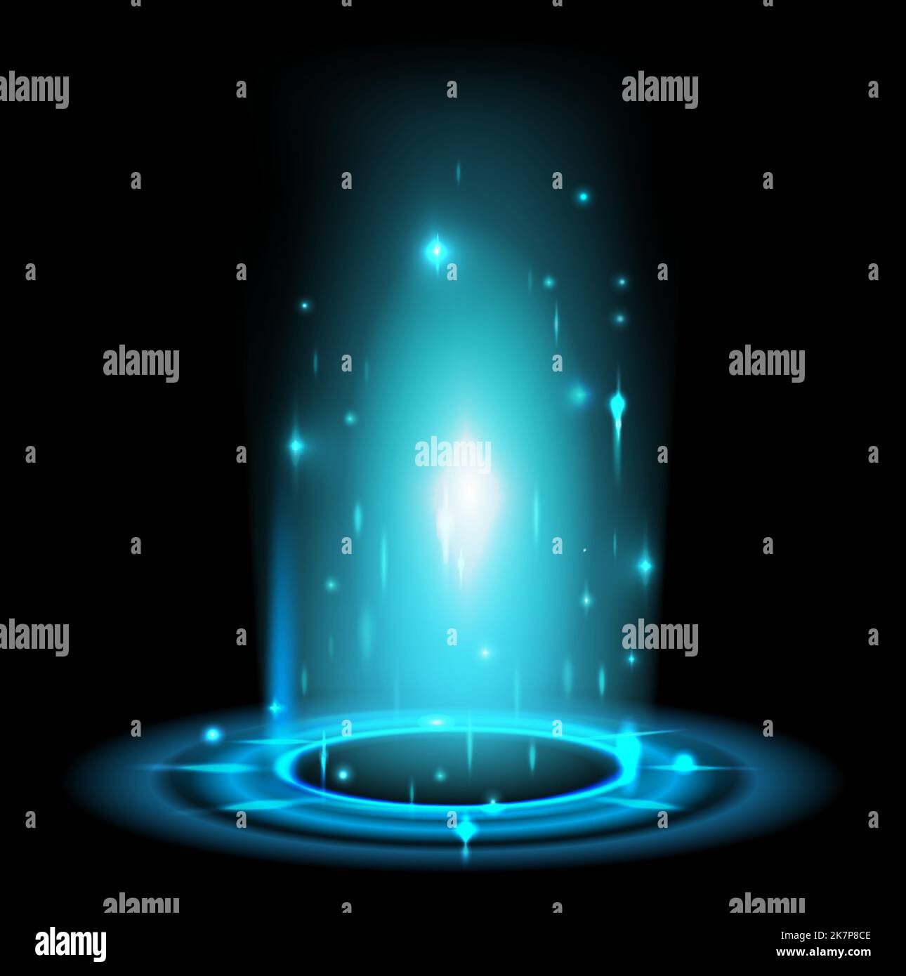 Blue shining portal ring. Magic particles glow. Vector illustration ...