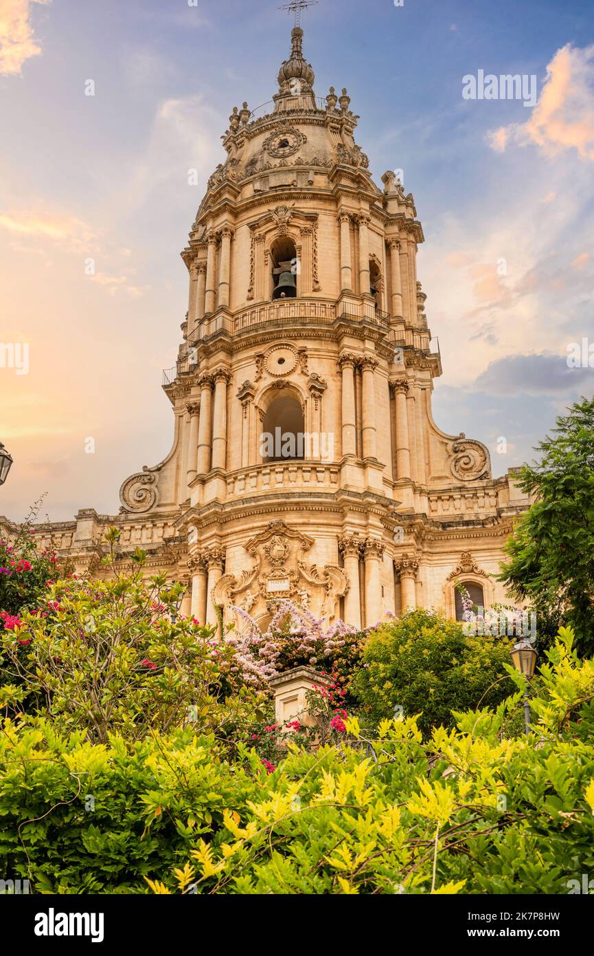 Modica, Italy: 09-21-2022: Colorful flowers and plants with the ...