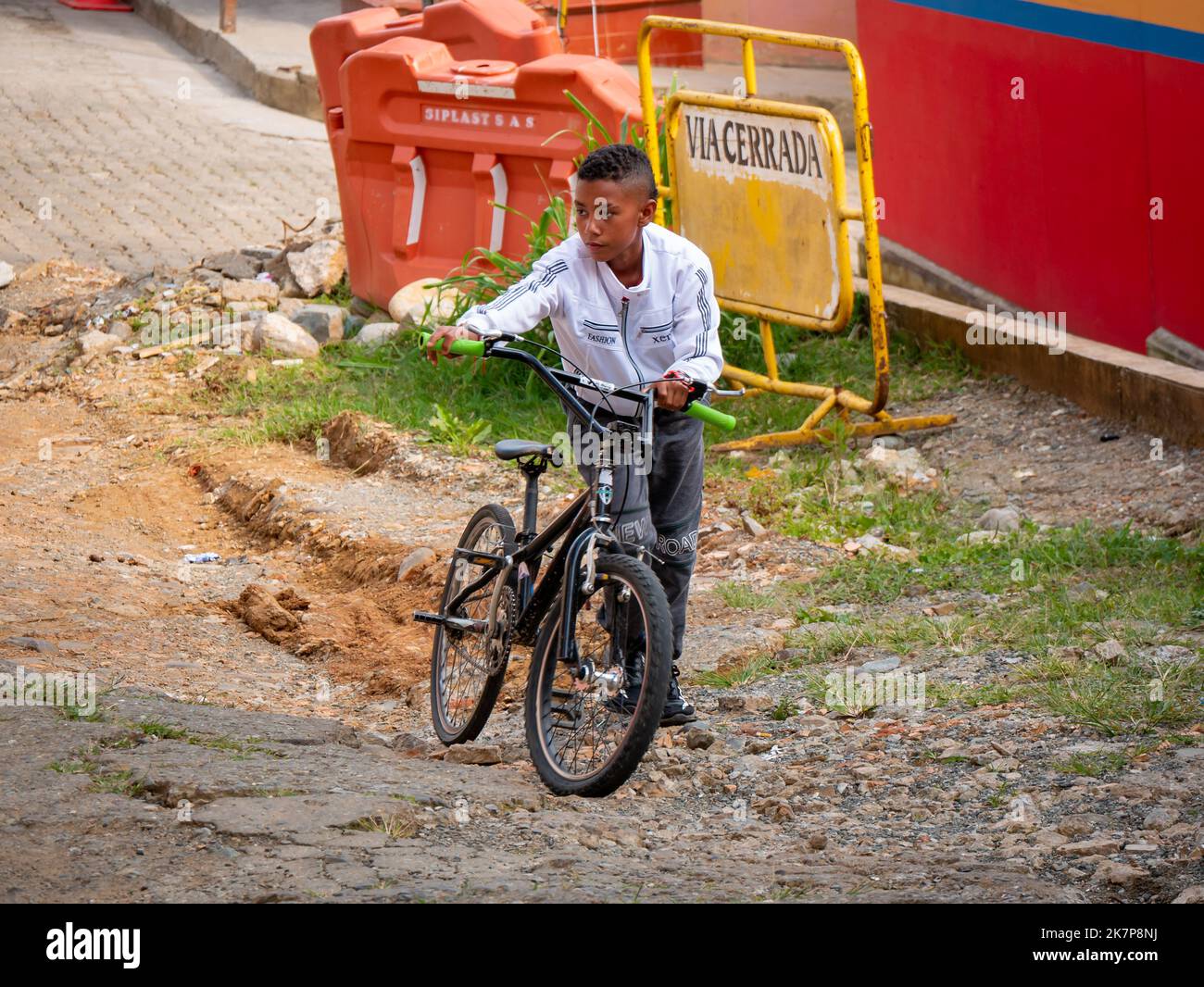 Jerico, Antioquia, Colombia - April 5 2022: Brown Colombian Boy Rides ...