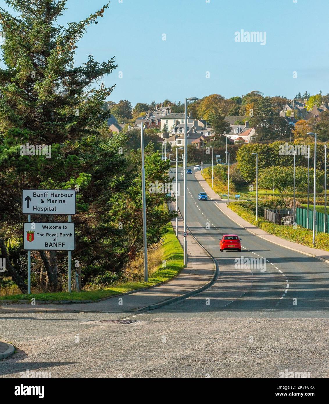 Road leading into Banff from the east of Scotland, UK Stock Photo - Alamy