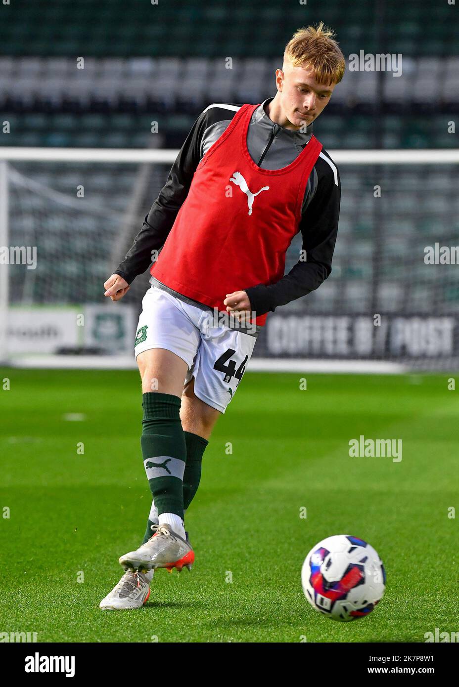 Plymouth Argyle midfielder William Jenkins Davies (44) warming up during the Papa John's Trophy ...