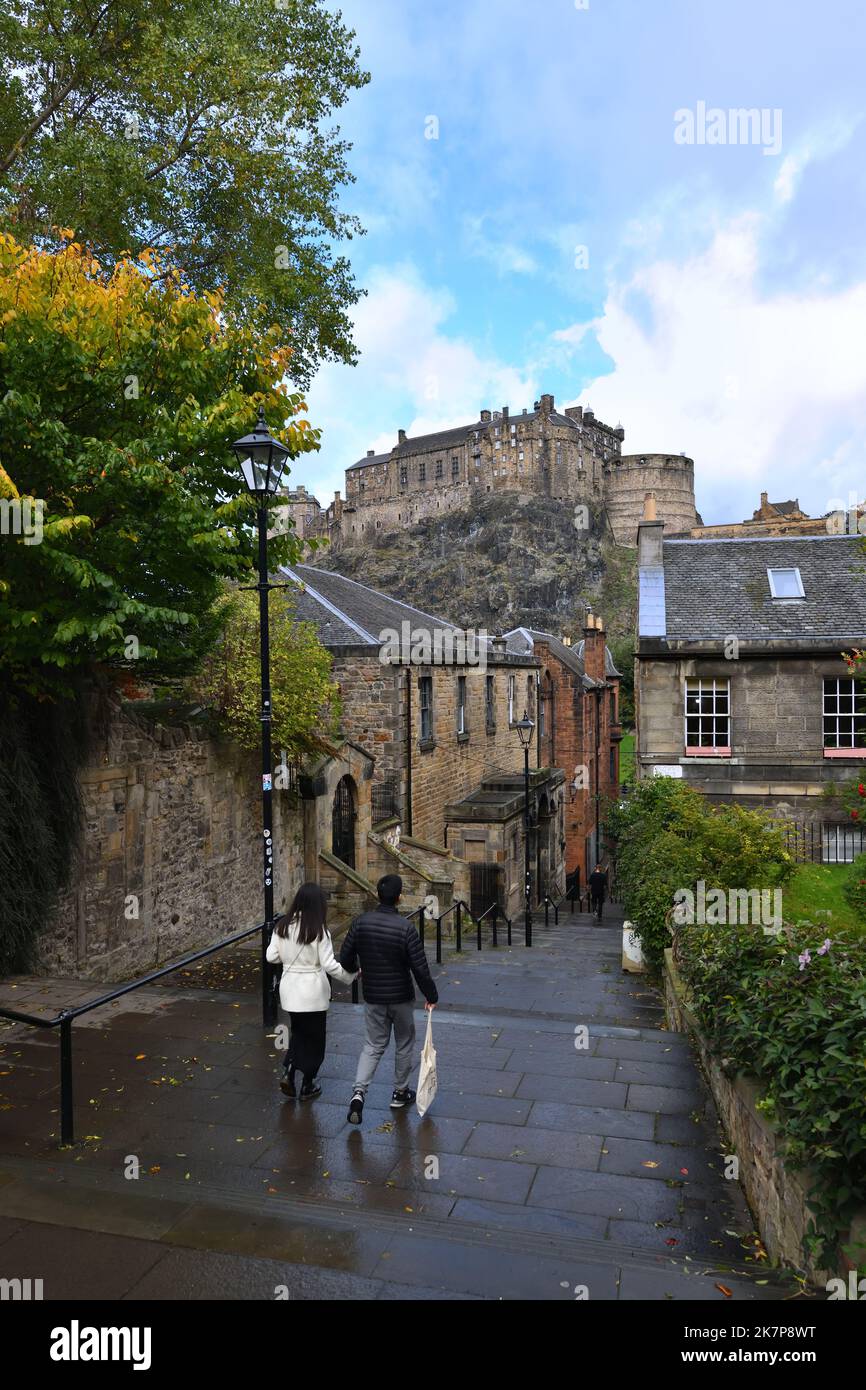 Landmark sandstone stairway between tenement buildings, with views of ...