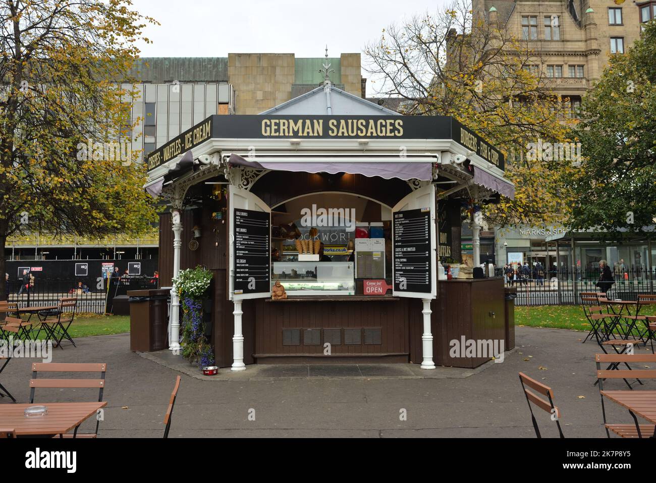 A snack bar in the gardens off Princes Street in Edinburgh, Scotland ...
