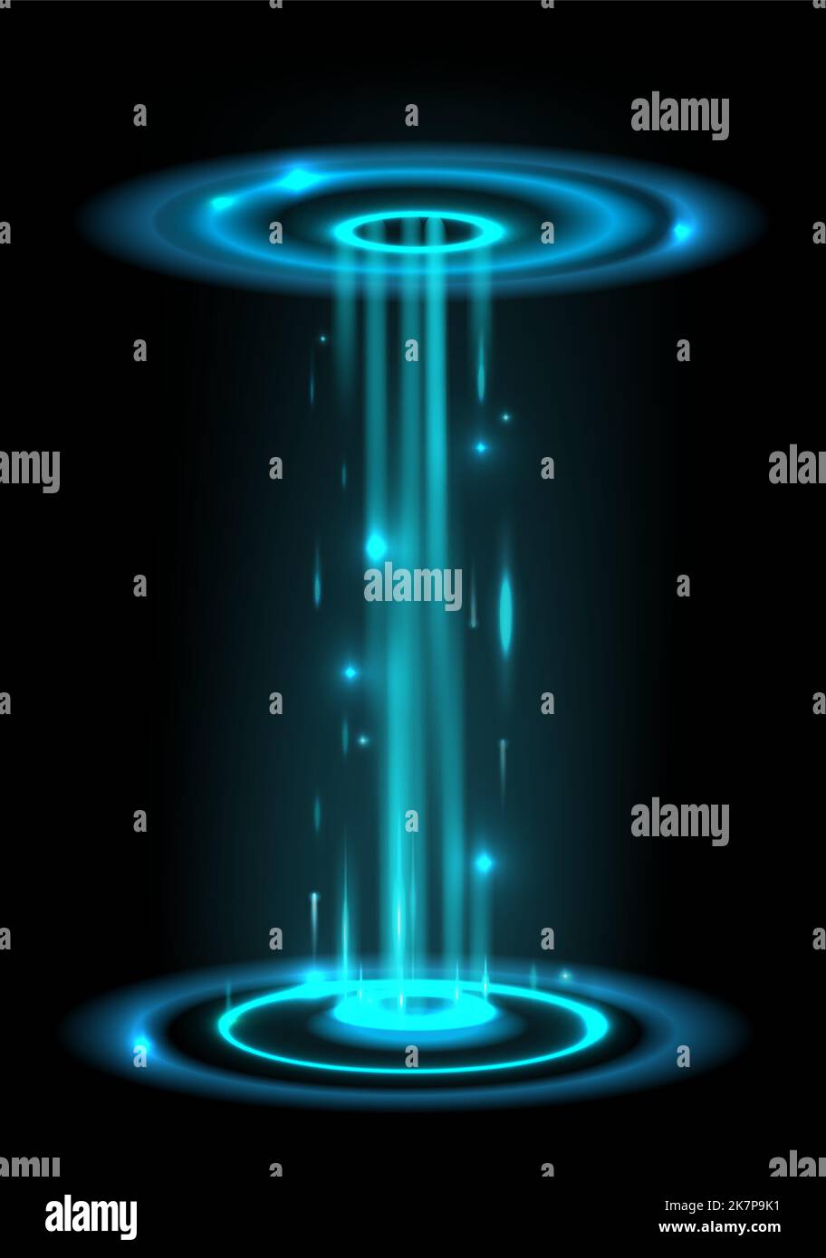 Portal rings with neon blue glowing. Laser circle. Vector illustration ...