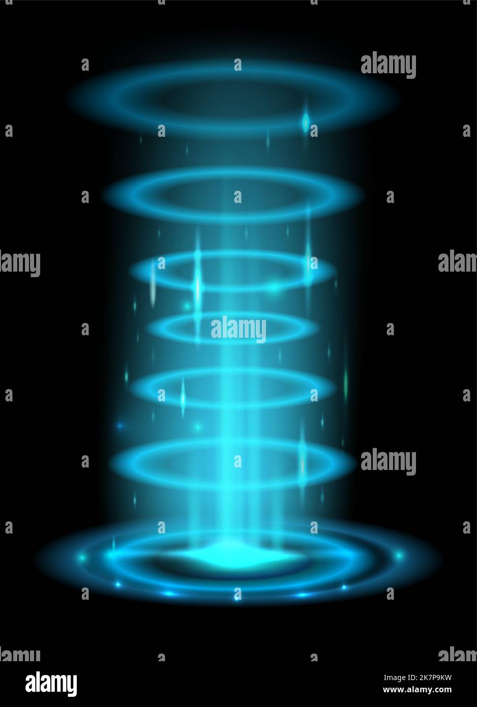 Futuristic neon light portal. Glowing tunnel rings. Vector illustration ...