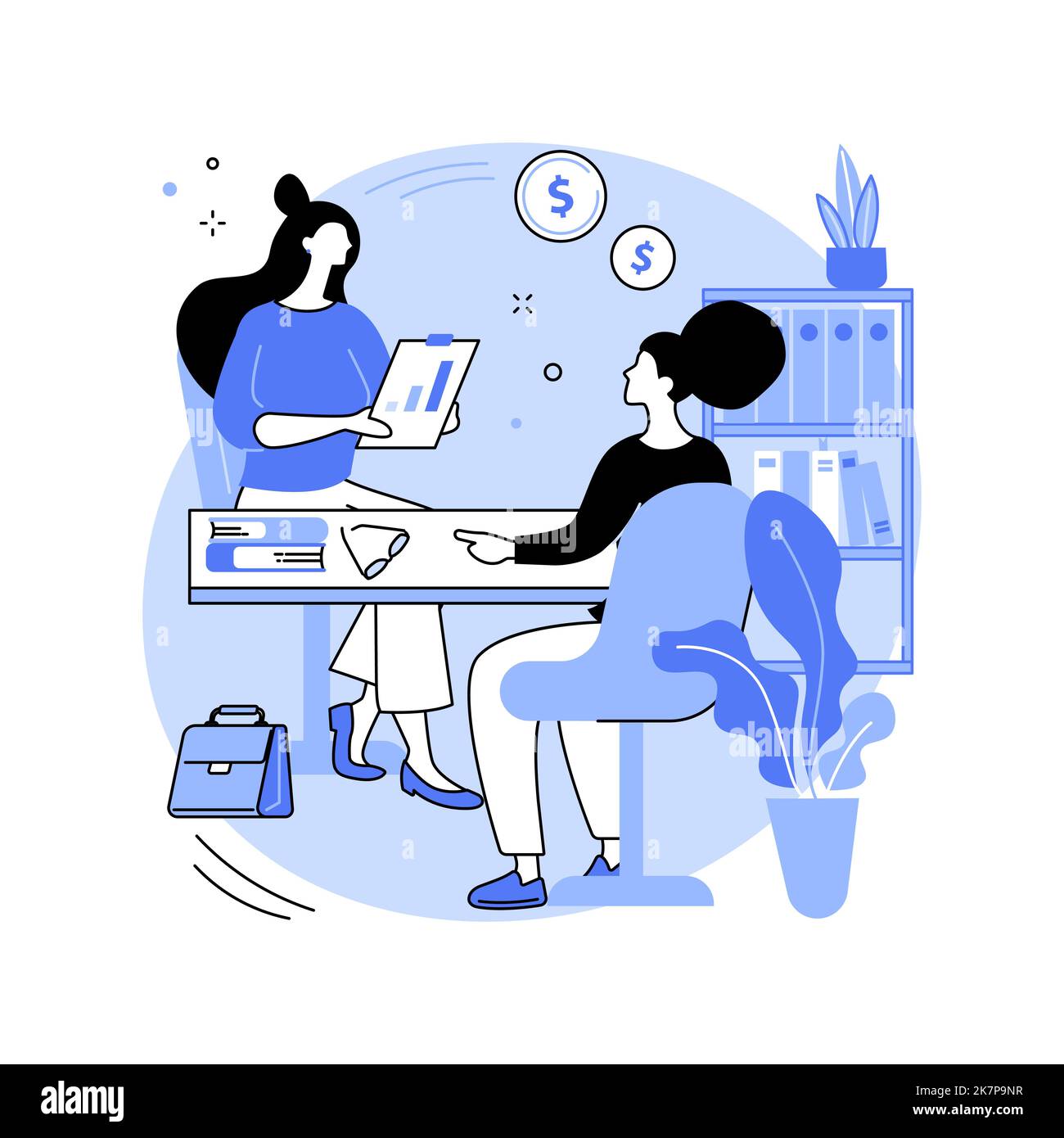 Personal bank assistant isolated cartoon vector illustrations Stock ...