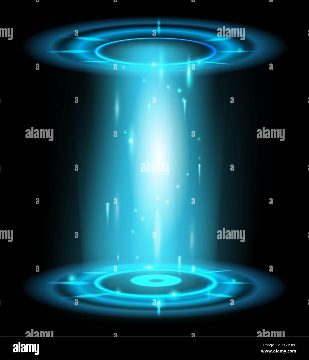 Glowing blue light rings. Portal aura effect. Vector illustration Stock ...
