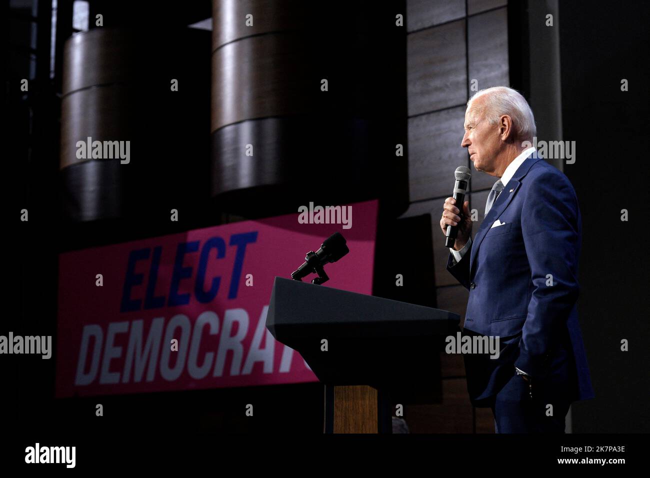 U.S. President Joe Biden delivers remarks at a political event at the ...