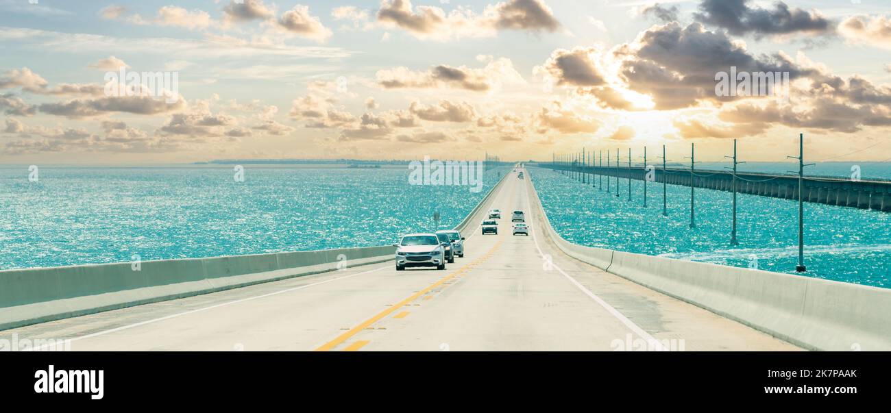 Panorama of Road US1 to Key West over Florida keys Stock Photo - Alamy
