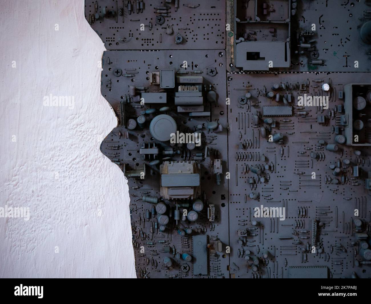 Electronic Circuit Board Painted in Dark Gray as Part of the Backdrop ...