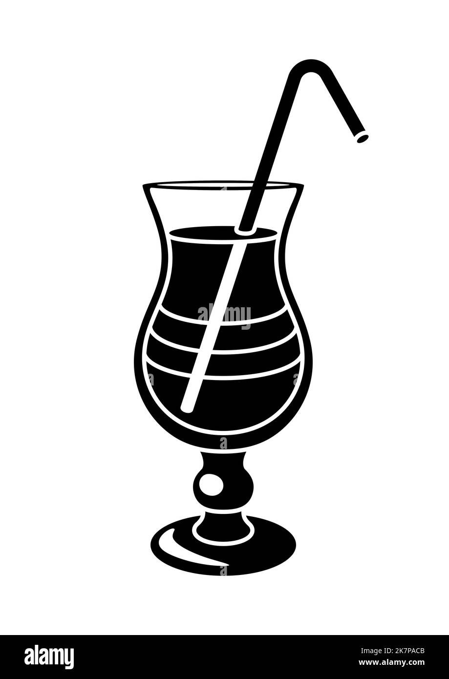 Illustration of pina colada cocktail in glass. Alcoholic drink for ...