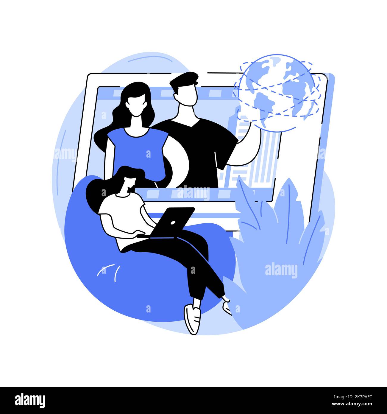 Watching travel blogs isolated cartoon vector illustrations Stock ...