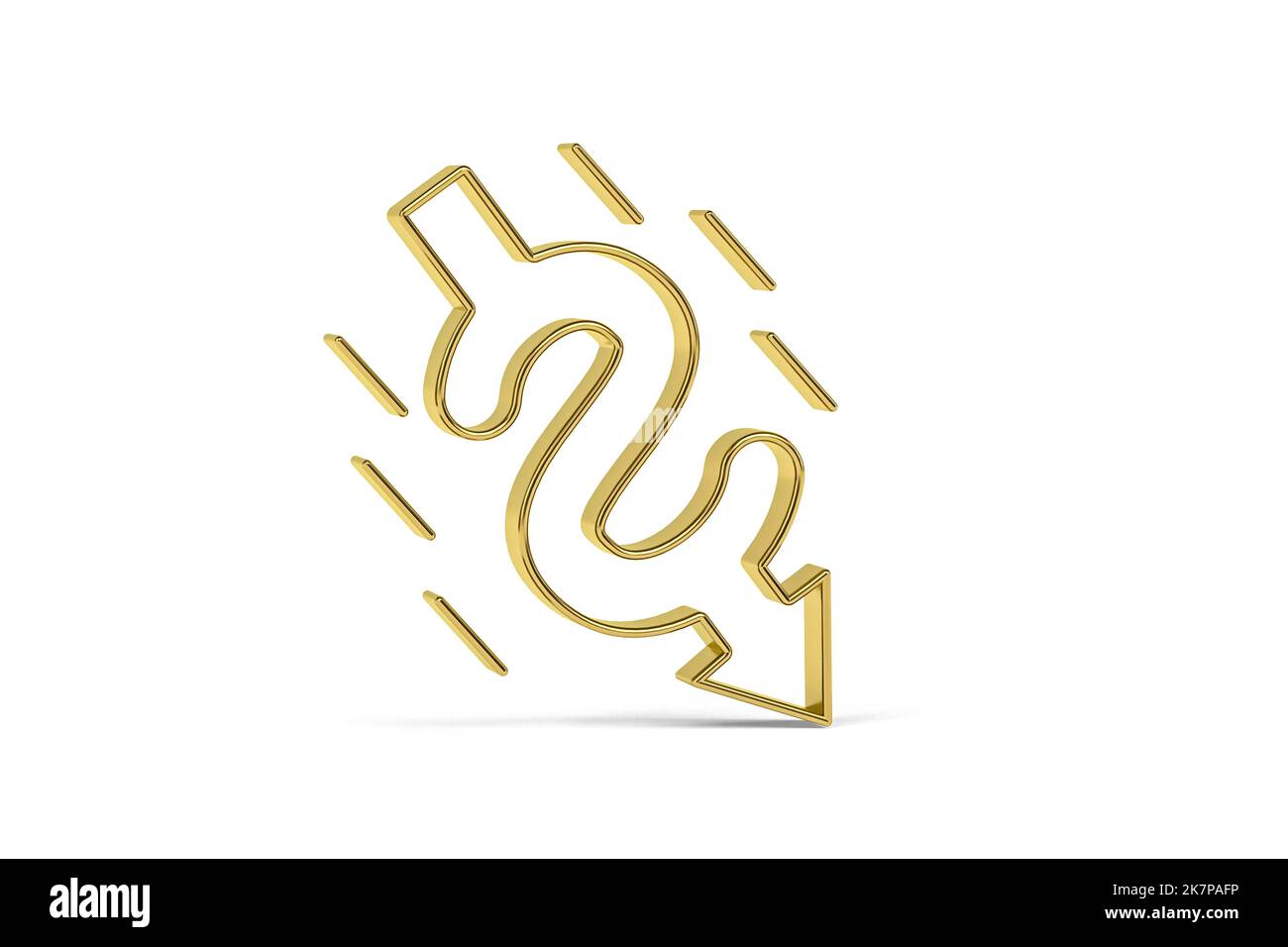 Golden 3d economic recession icon isolated on white background - 3D ...
