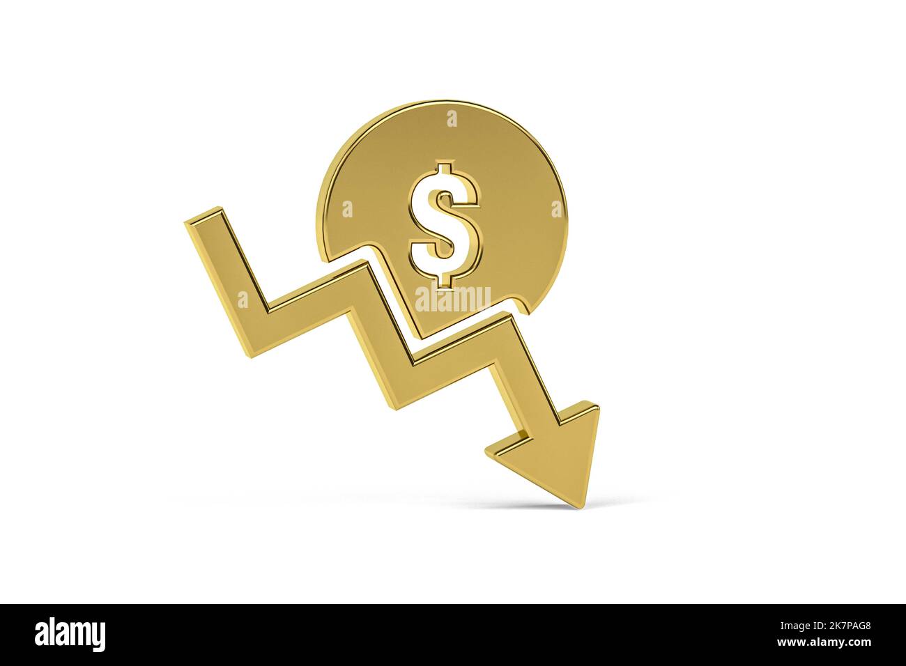 Golden 3d economic recession icon isolated on white background - 3D ...