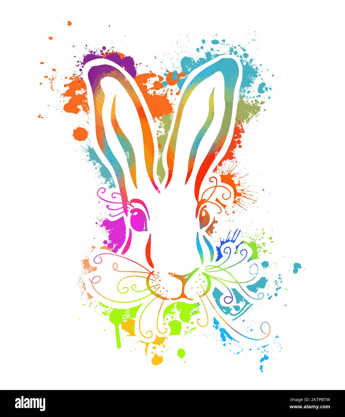 colored face of a hare. Bunny from blots. Vector illustration Stock ...