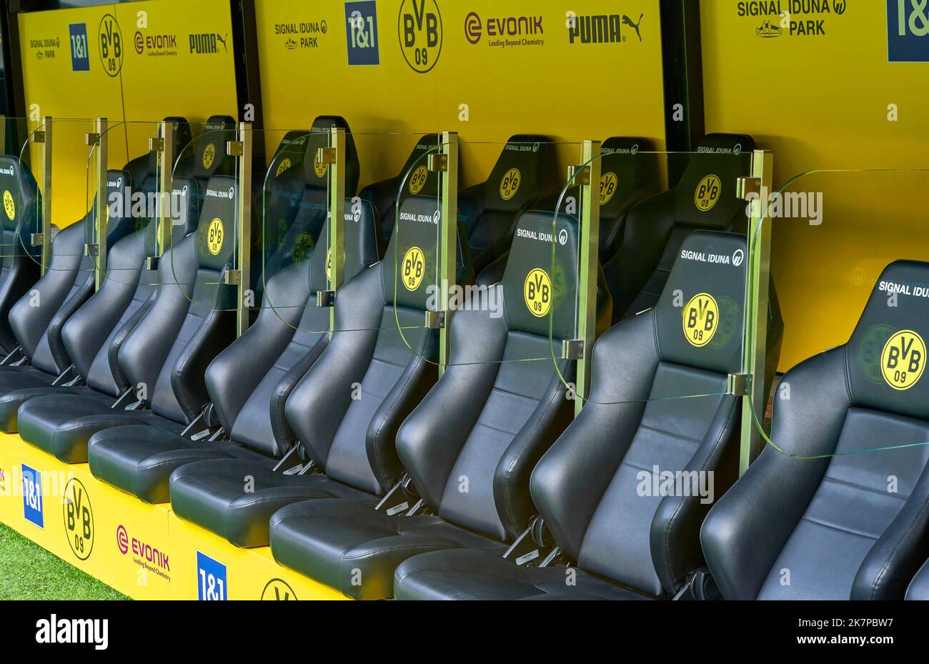 Team's staff bench at Signal Iduna Arena - the official playground of ...