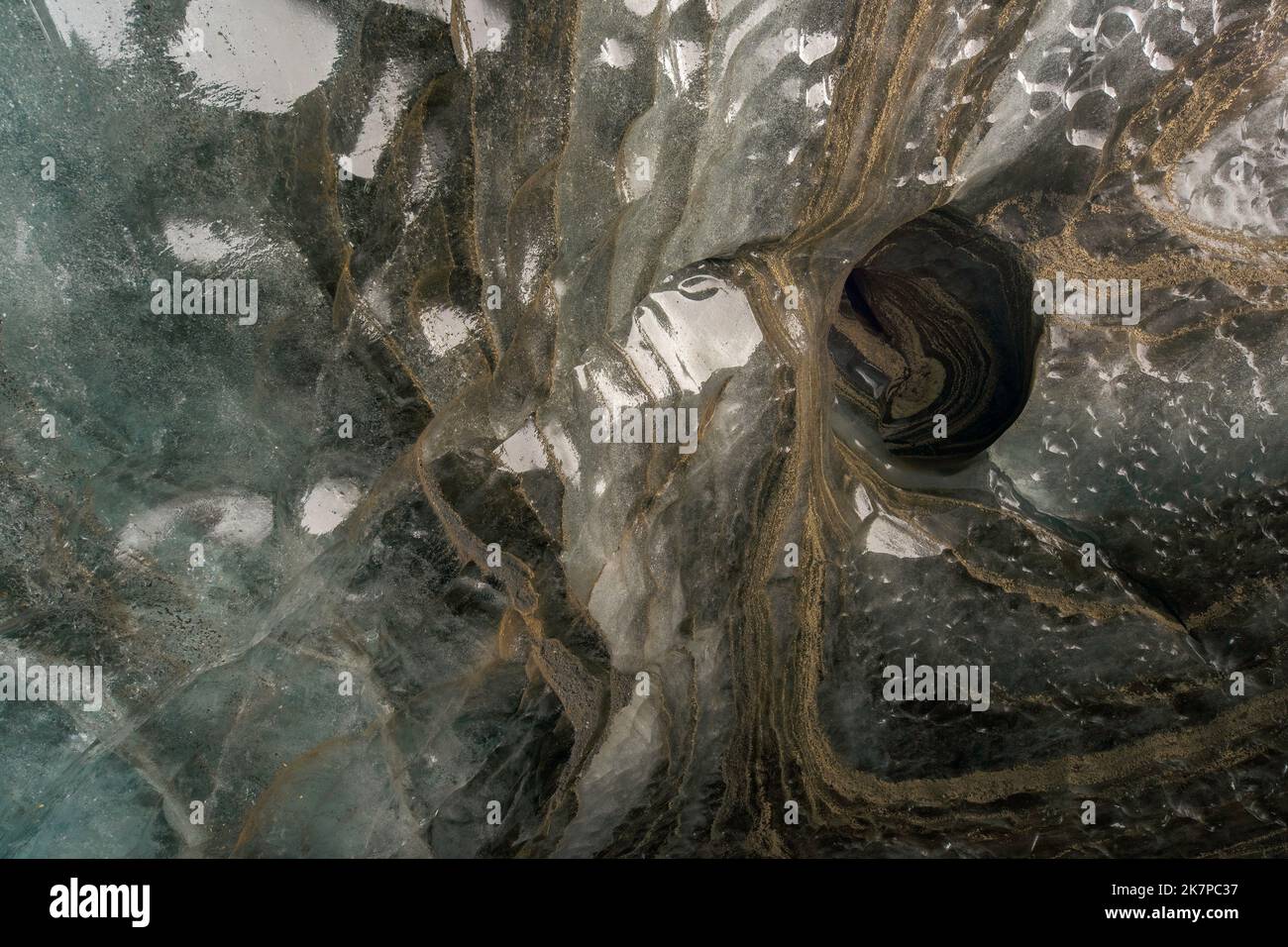 Ice cave ceiling formations 2, Katla Ice Cave, Ktlujkull Glacier ...