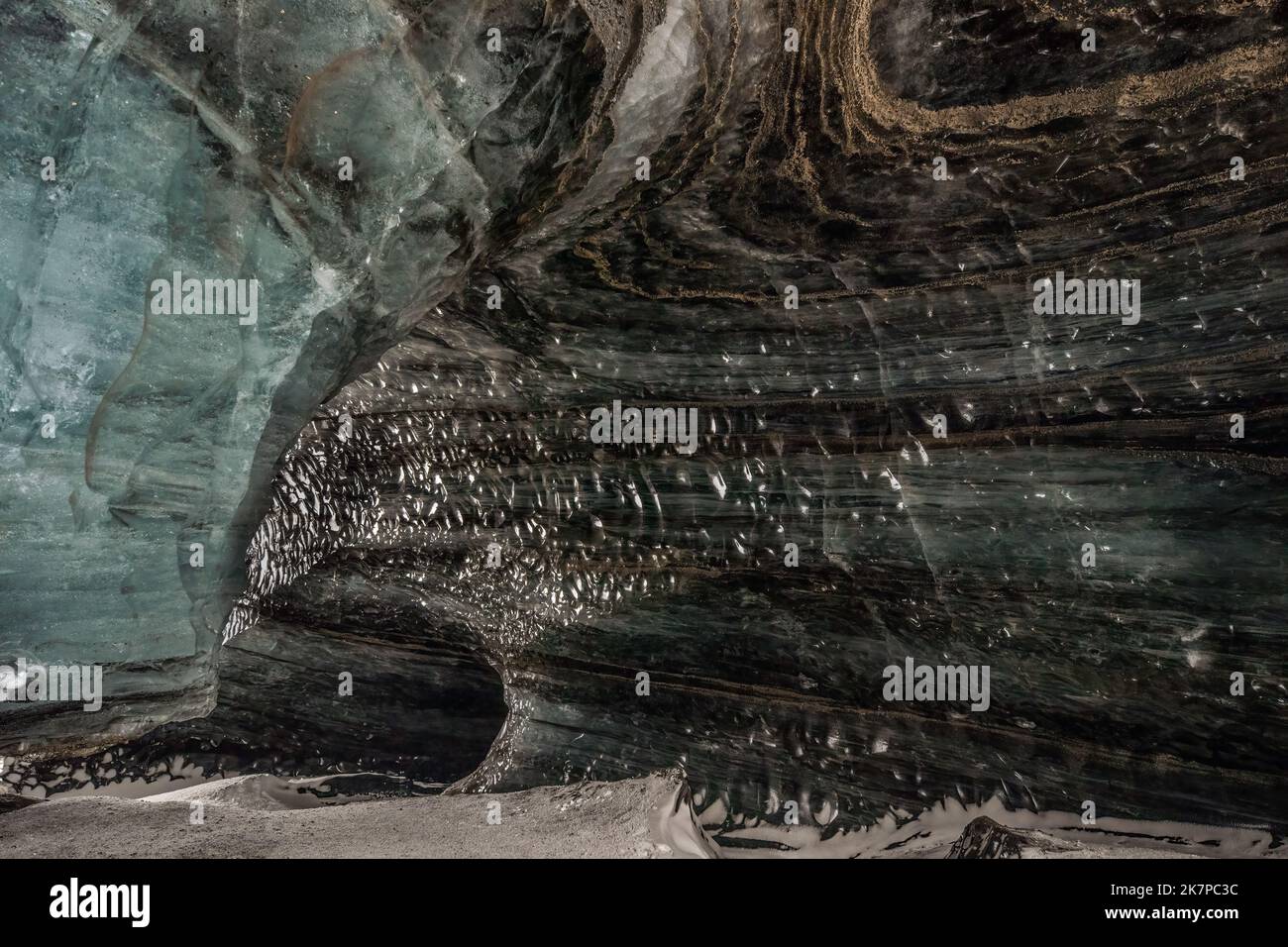 Katla ice cave with scallops and striations, Ktlujkull Glacier, Iceland ...