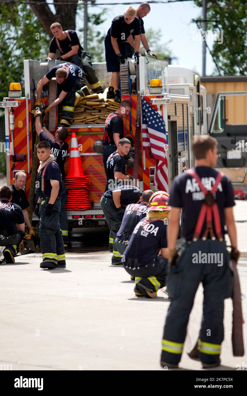 Arvada Fire Department cadets going through drills and exercises at the ...