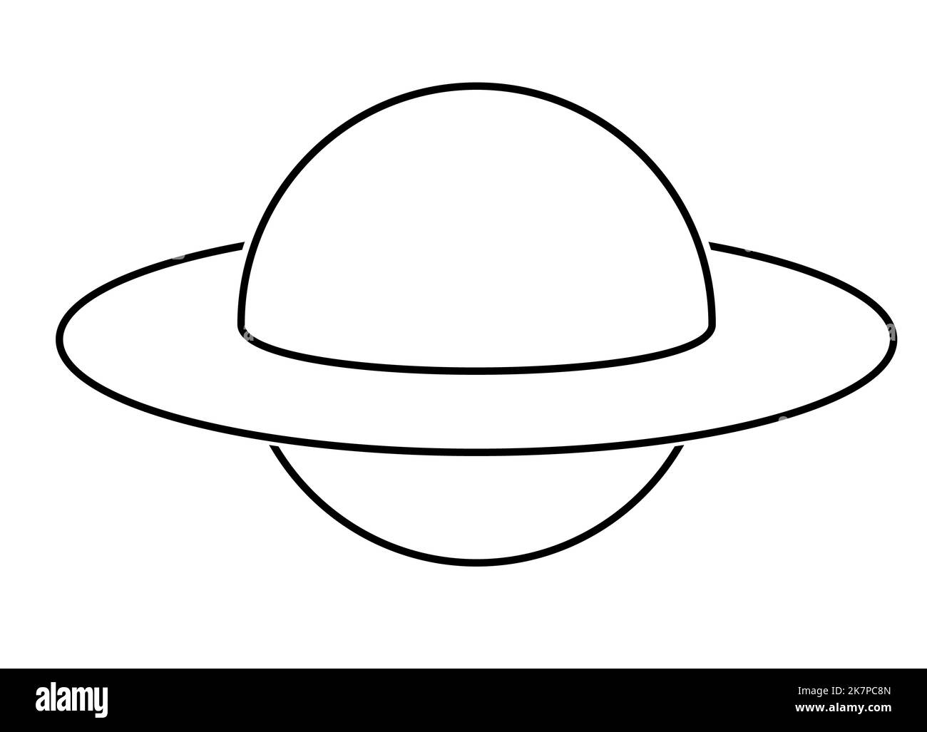A graphic illustration of a Ringed Planet in Outlined for use as an ...