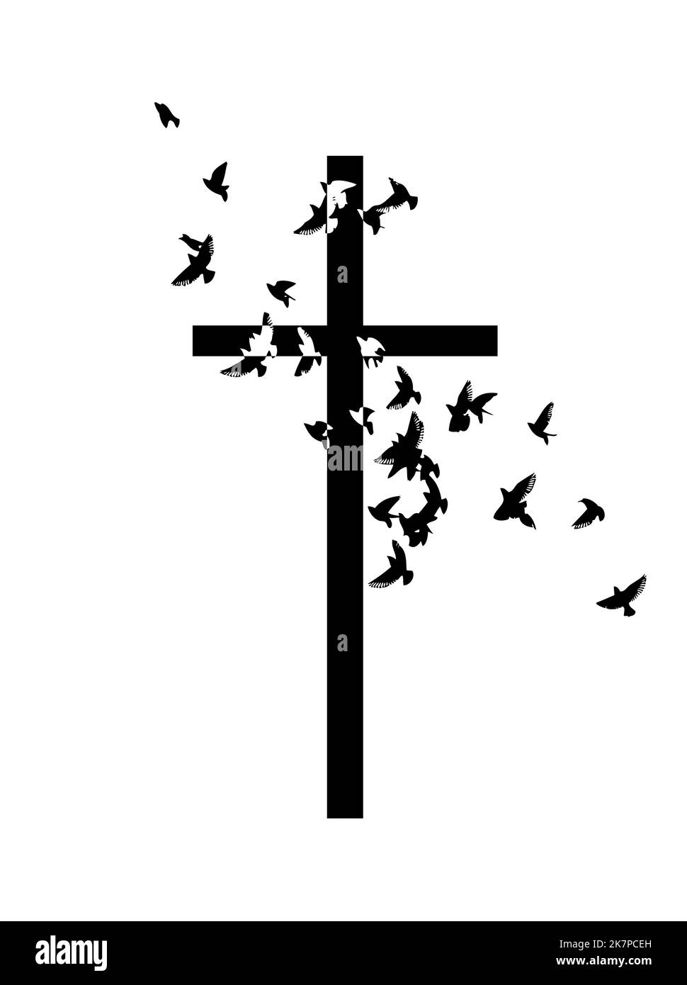 Dove flying with a Symbol of Religion. Cross. Dove Of Peace. No war ...