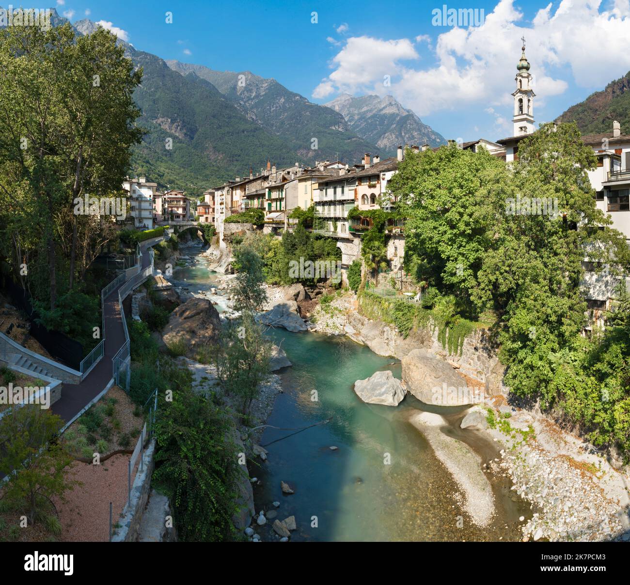 Chiavenna town over the Mera river Stock Photo - Alamy
