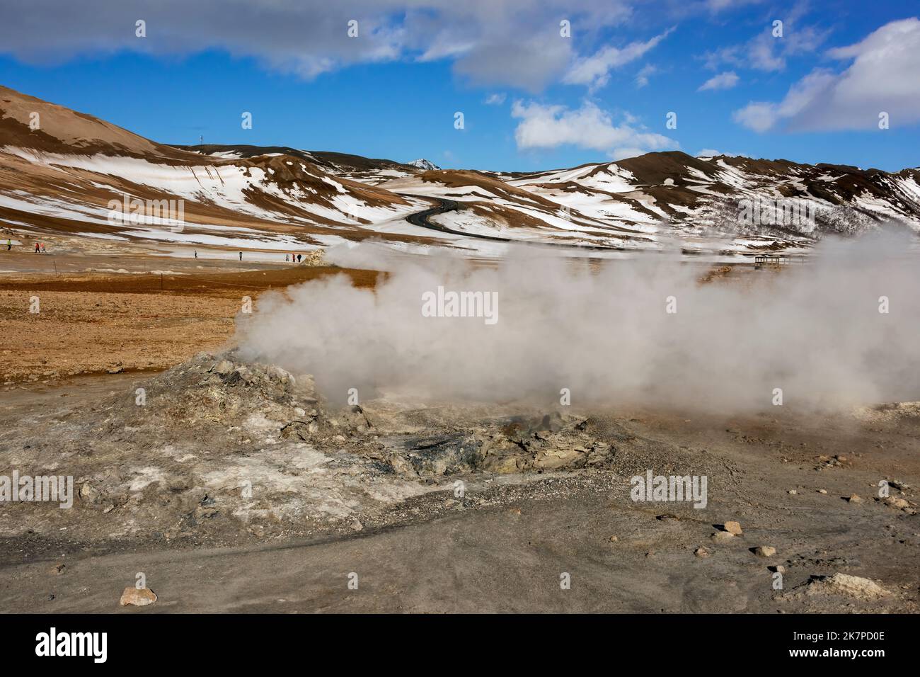 Steaming fumeroles, Namafjall Geothermal Area, Myvtan, Iceland Stock ...