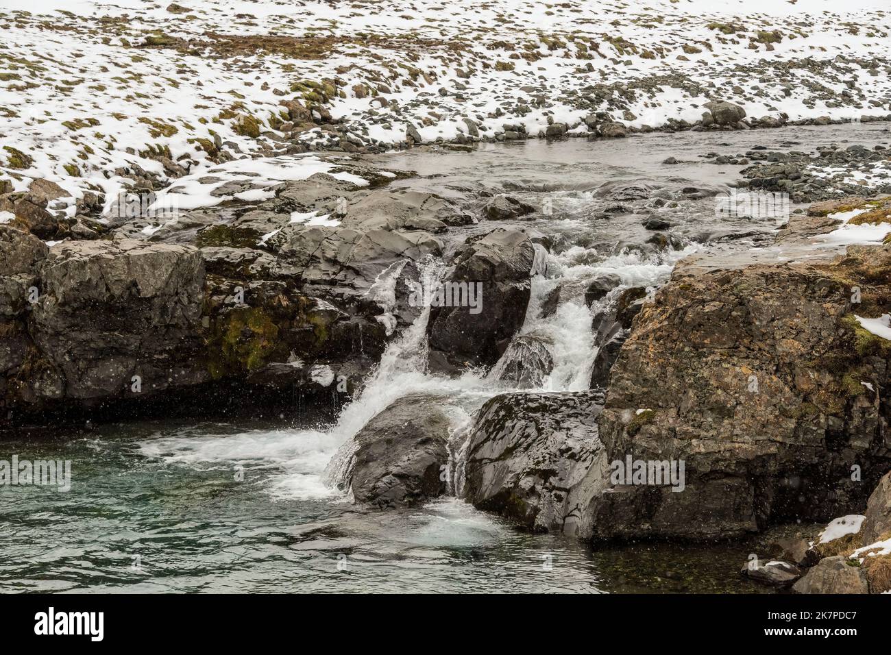 Small waterfall, lower Kverna River, Iceland Stock Photo - Alamy