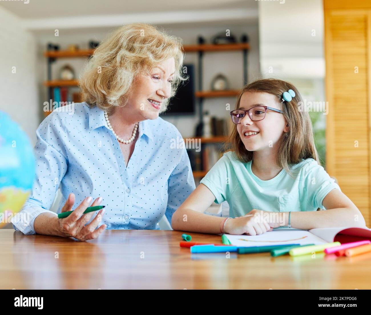 homework teaching education grandmother children granddaughter familiy ...