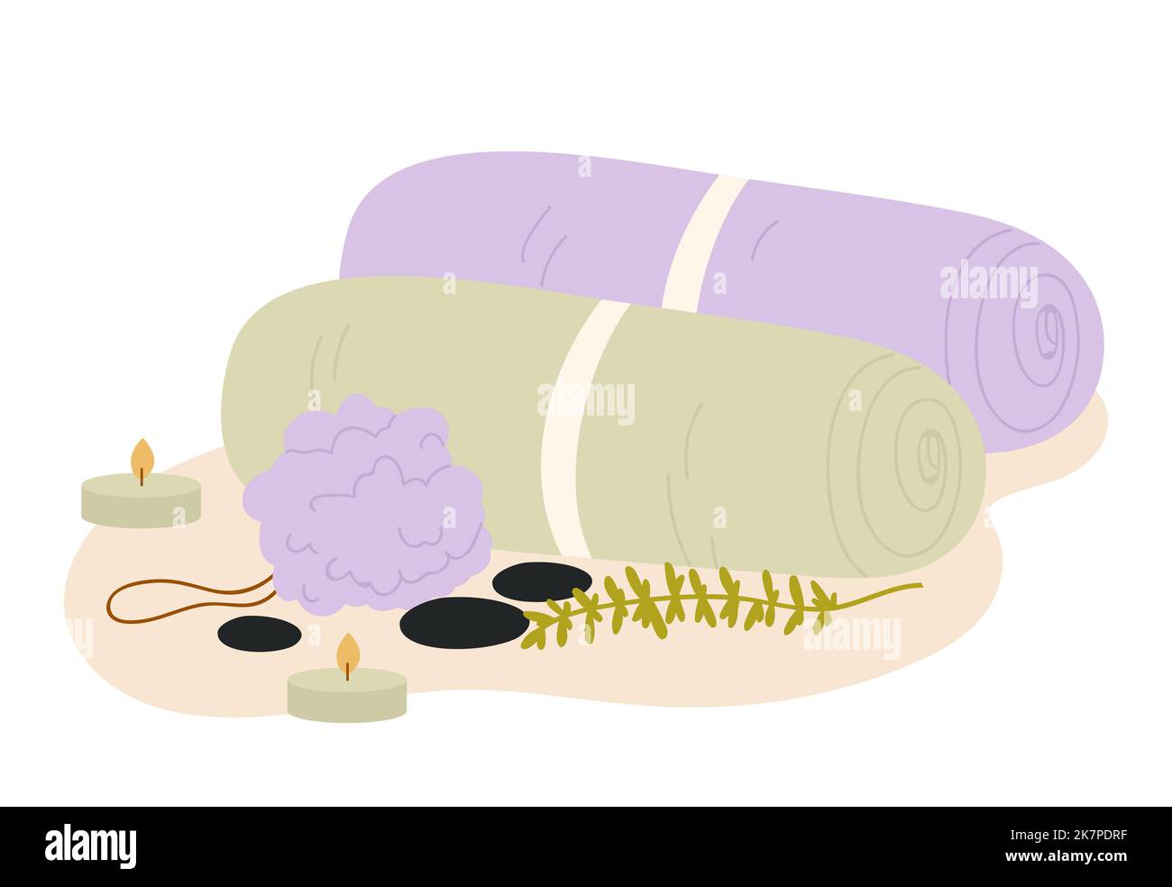 Skincare spa products. Bathroom towels, beauty routine tools vector ...