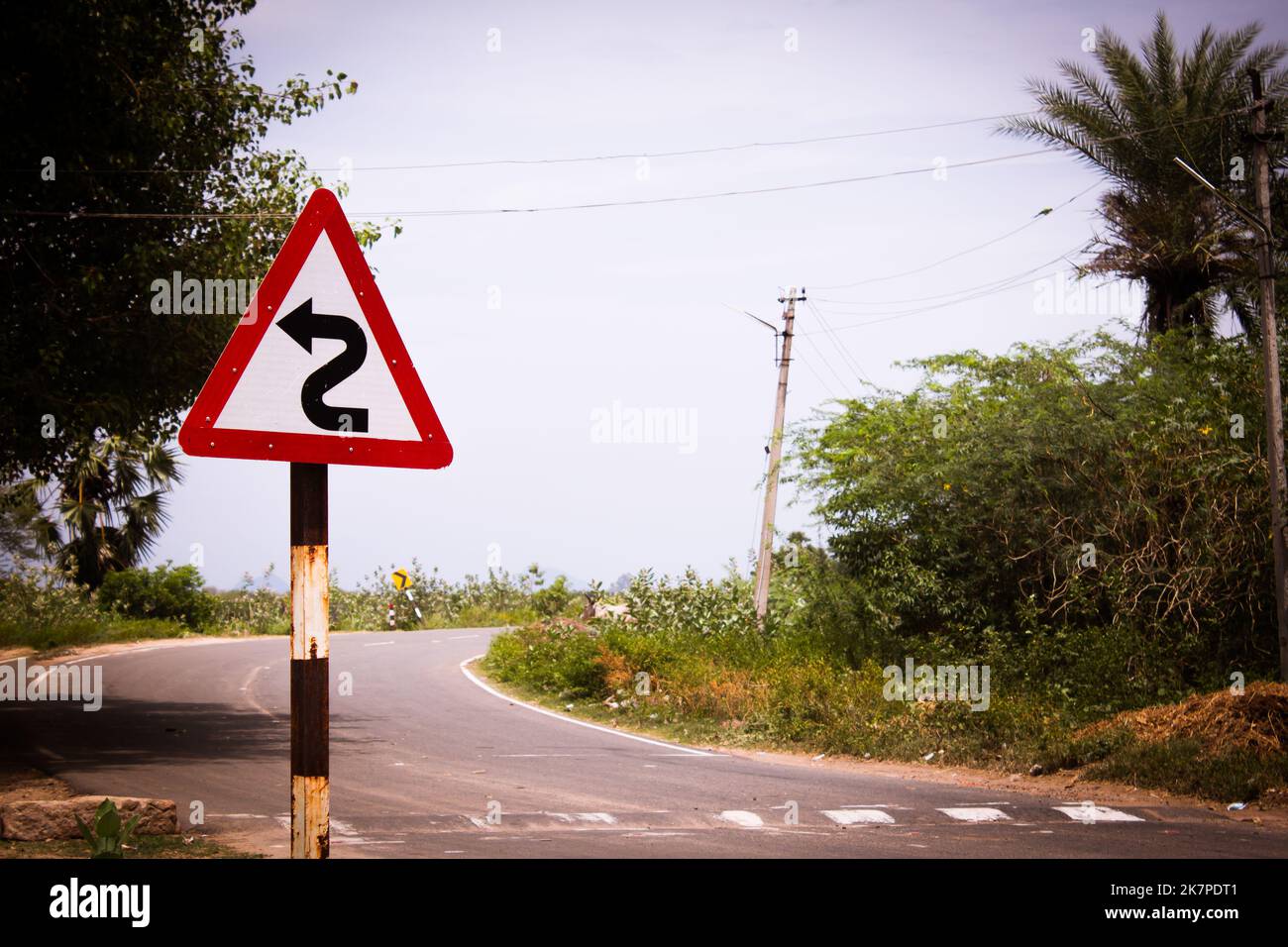 Curvy road ahead sign hi-res stock photography and images - Alamy