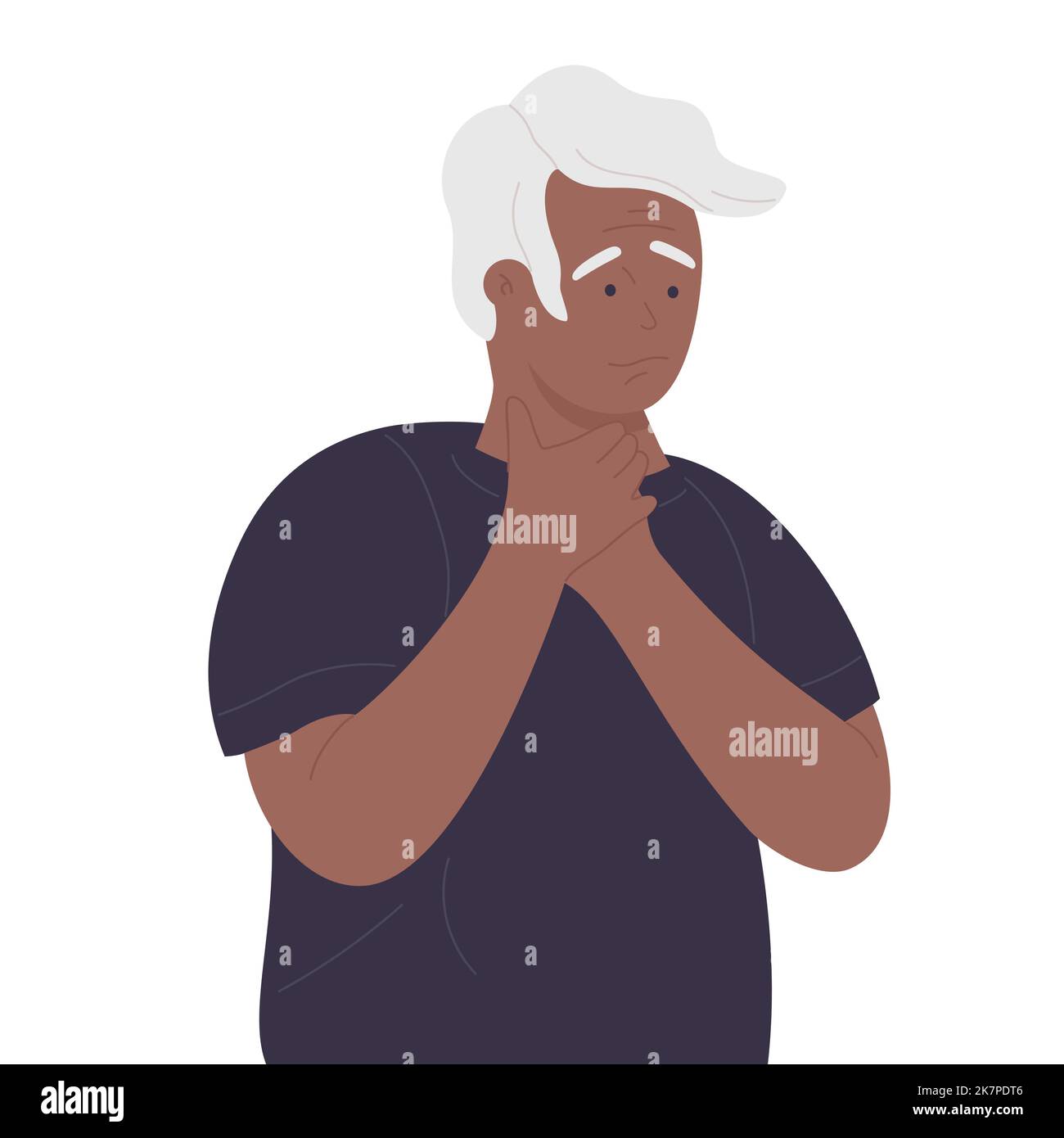 Sick adult with sore throat. Throat pain, cold and flu symptoms vector ...
