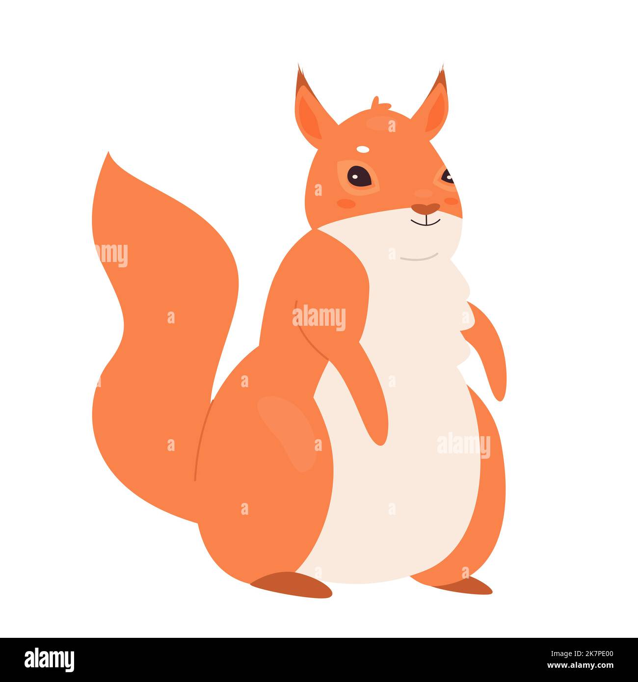 Squirrel forest animal. Tree small rodent with fur and long tail vector ...
