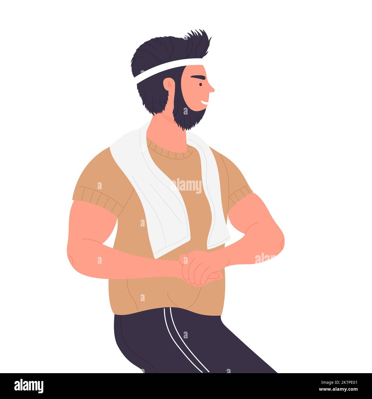 Strong workout man. Fitness trainer, gym bodybuilding program vector ...