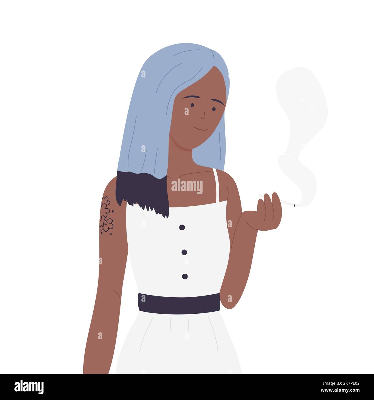 Woman smoking cigarette summer Stock Vector Images - Alamy