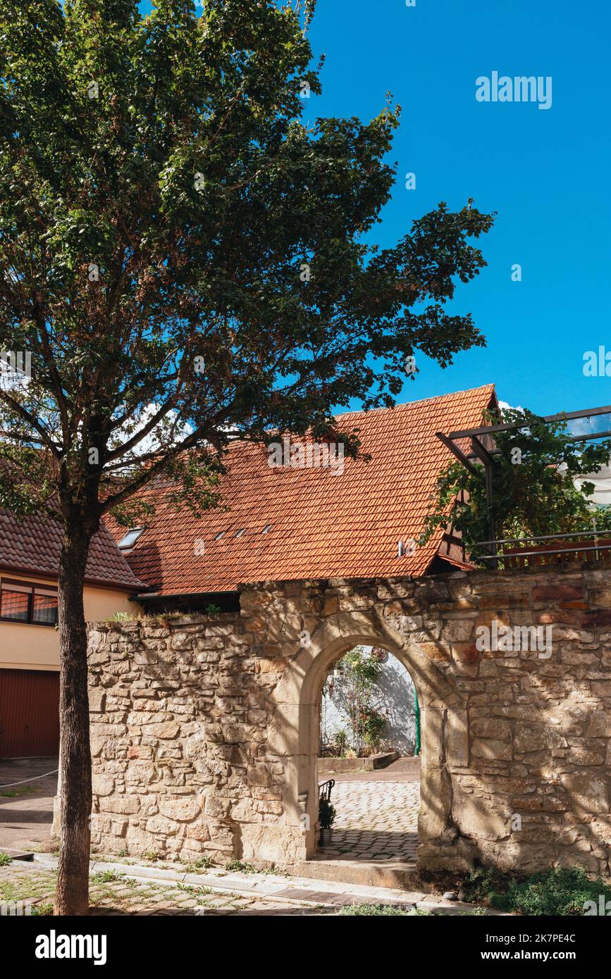 Traditional small house with beautiful outdoor decor facade in Germany ...