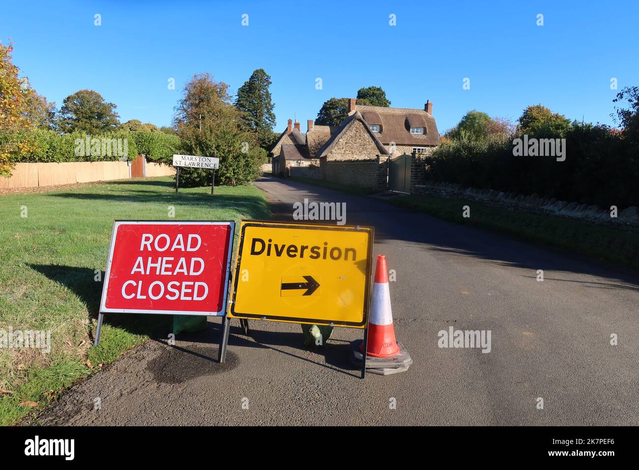 Road closed diversion sign by The HS2 high speed rail network ...