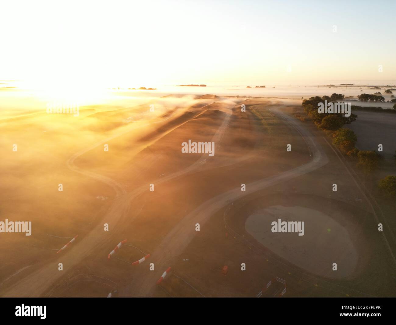 HS2 high speed rail network construction site sunrise aerial photo ...