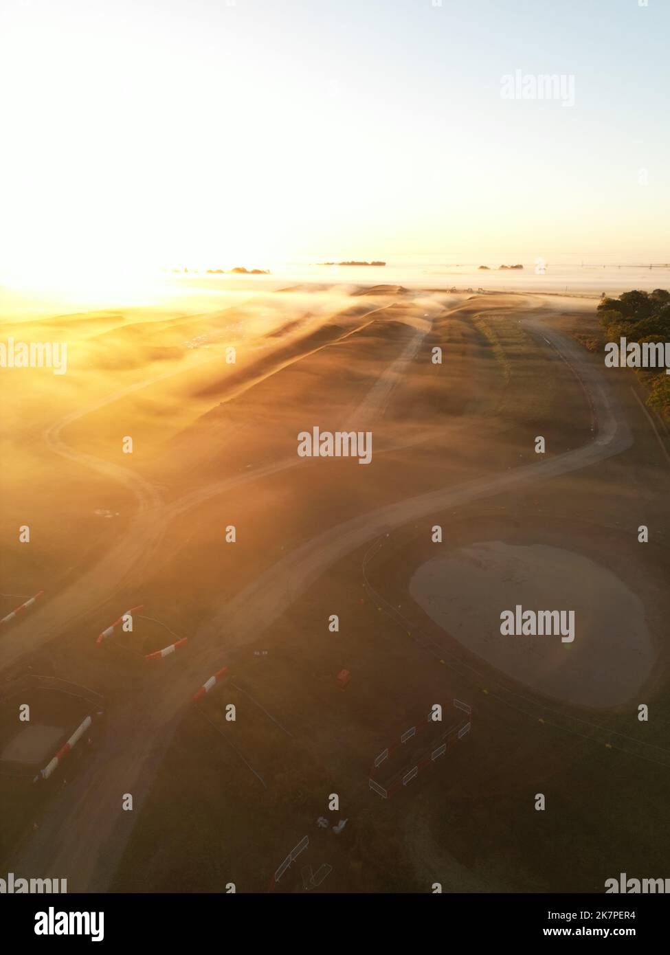 HS2 high speed rail network construction site sunrise aerial photo ...